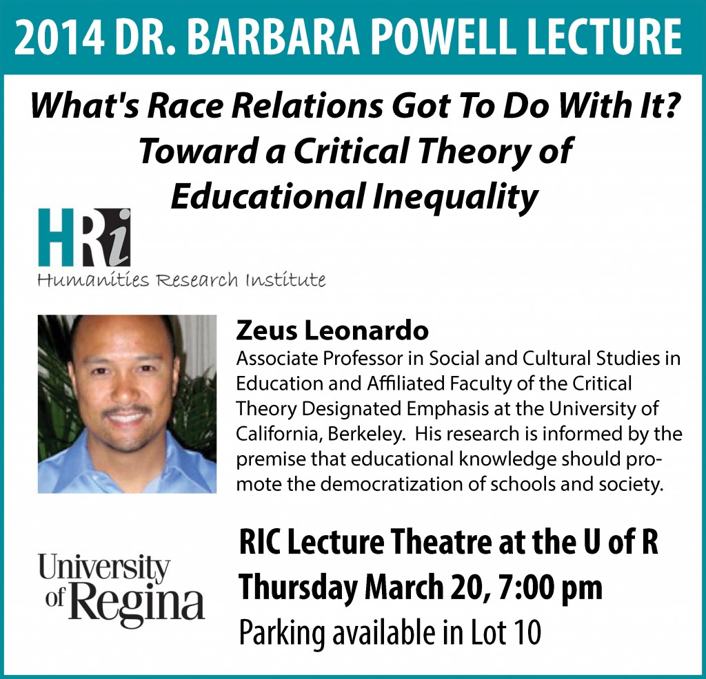 2014 Dr. Barbara Powell Lecture: Zeus Leonardo – Humanities Research ...
